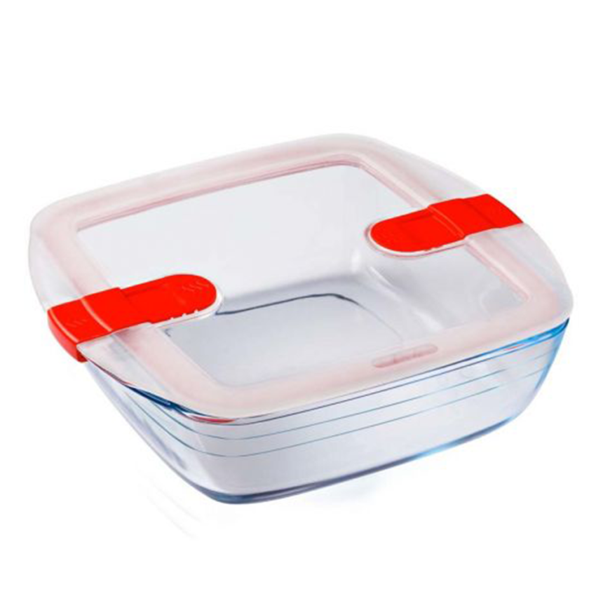 Glass Square Storage Dish with Steam Valves - Homelux